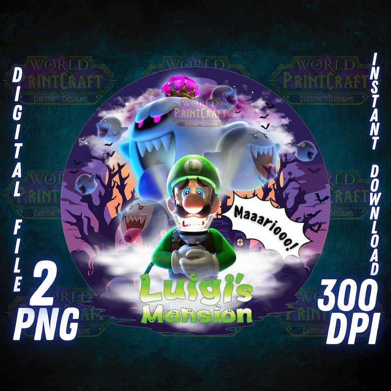 Luigi’s Mansion PNG Super Mario Bros Clipart Digital Download Gamer ...