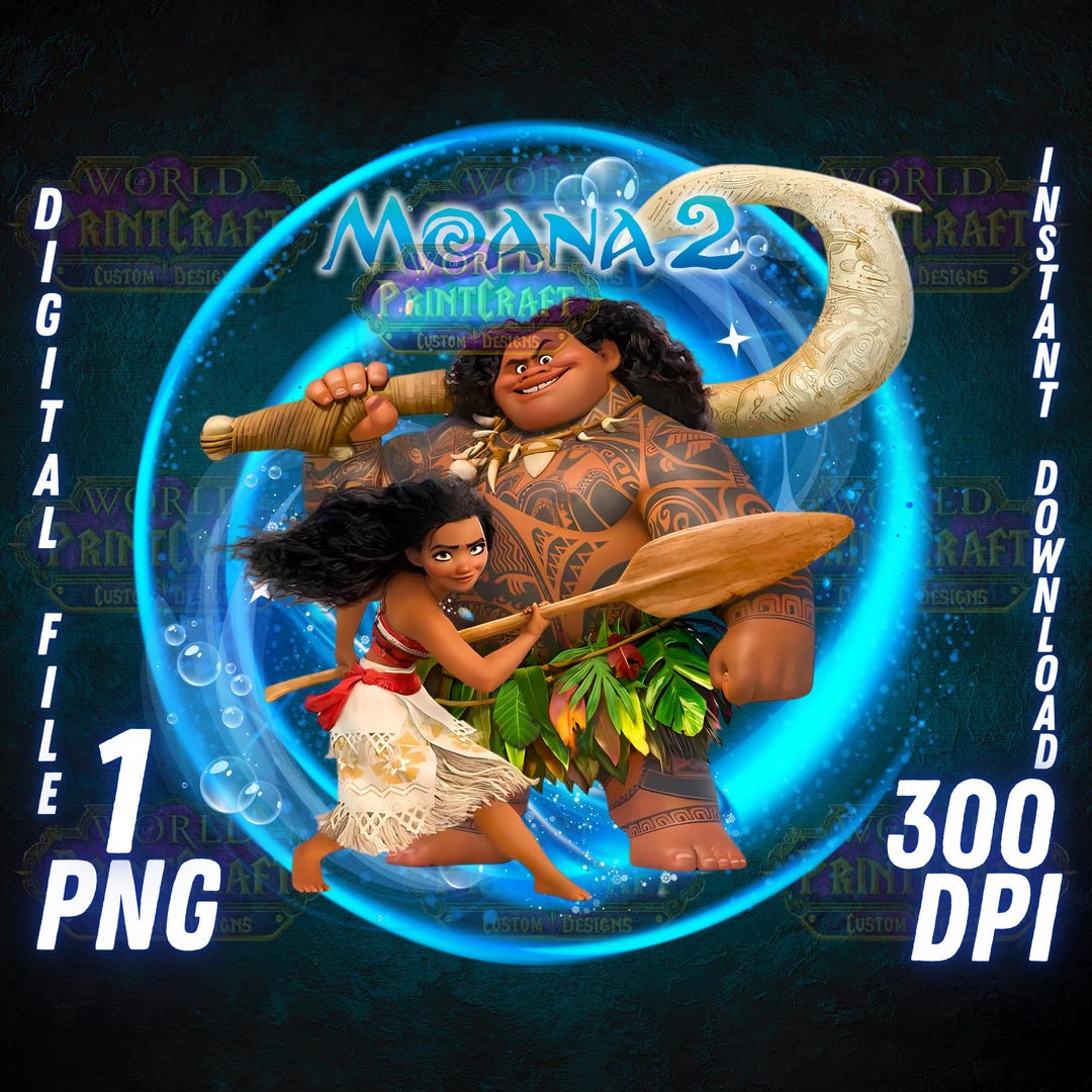 Moana and Maui PNG Printable Sticker Transparent Image Wall Art File ...