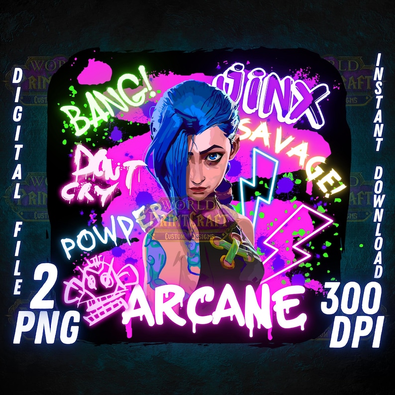Arcane Jinx Png Vi Clipart League of Legends LOL Wall Art Digital ...