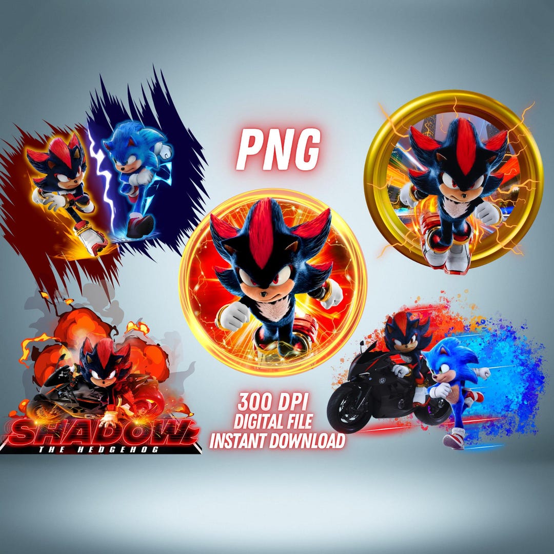 Shadow PNG Sonic the Hedgehog Movie Bundle Clipart Pack Video Game ...