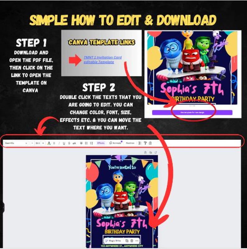 Editable Inside Out 2 Invitation, Inside Out 2 Invitation, Editable ...