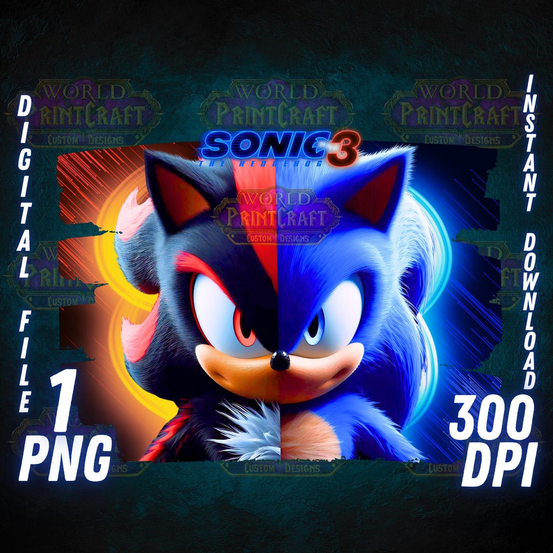 Sonic Vs Shadow PNG Clipart T-shirt Design Sublimation Printable Art ...