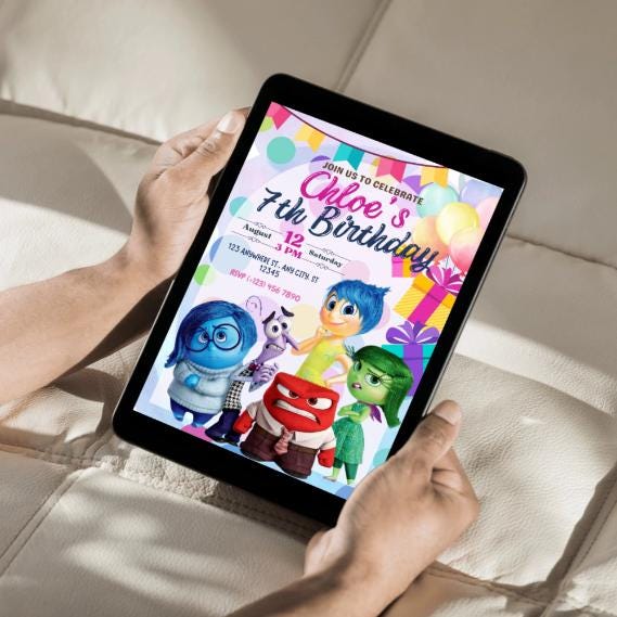 Inside Out Canva Template Birthday Invitation: Editable Kids Party ...