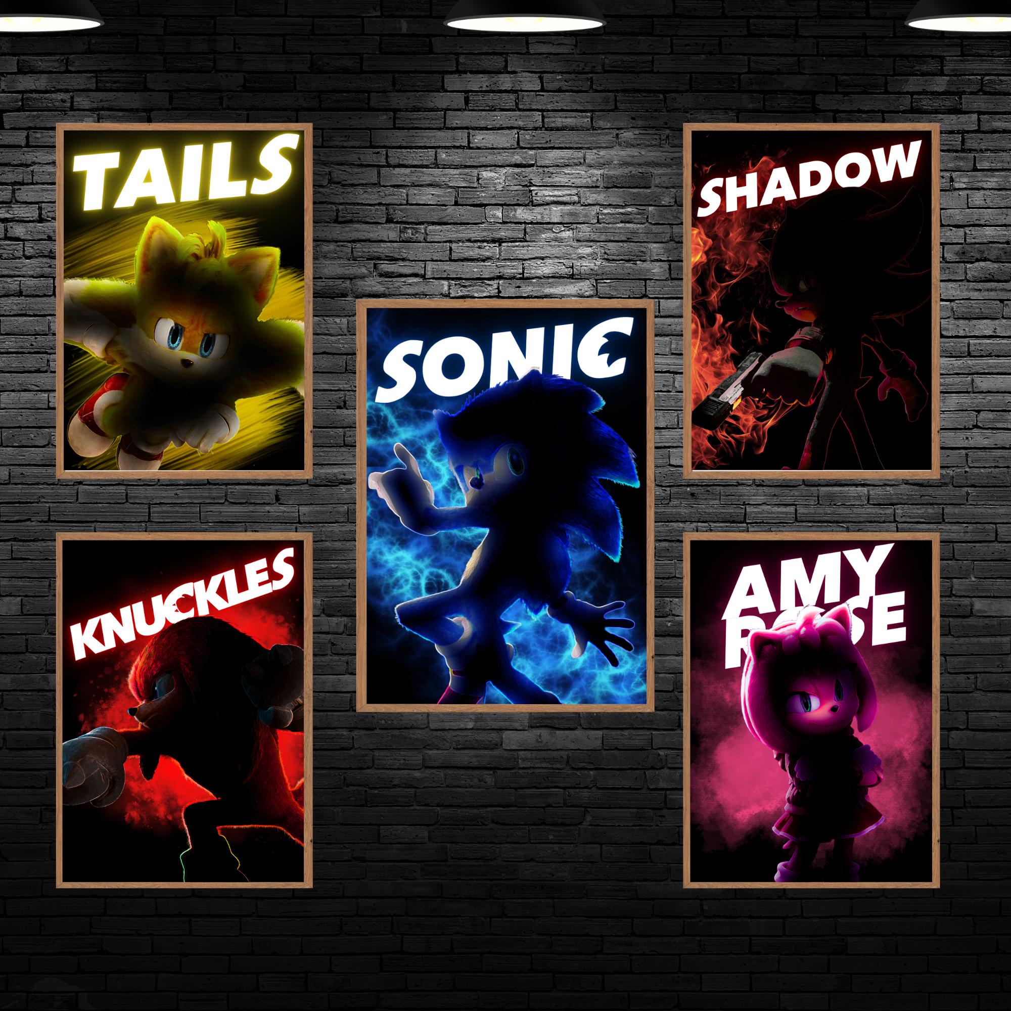 Sonic Hedgehog Poster, Set of 5 Neon Prints, Game Poster Printable ...