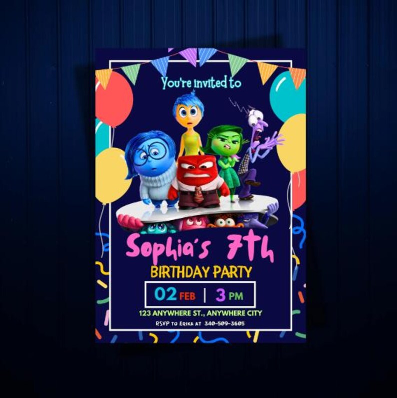 Editable Inside Out 2 Invitation, Inside Out 2 Invitation, Editable ...