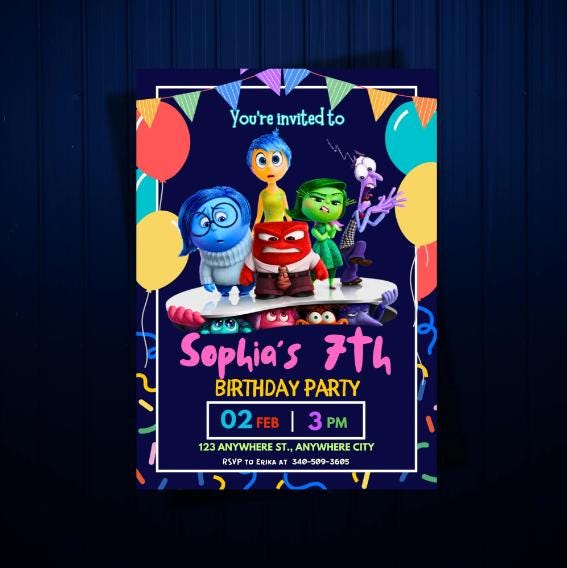 Editable Inside Out 2 Invitation, Inside Out 2 Invitation, Editable ...
