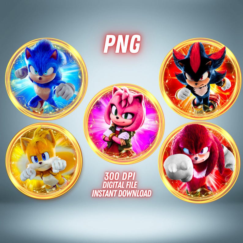 Sonic the Hedgehog PNG Bundle Digital Download Shadow Clipart Knuckles ...