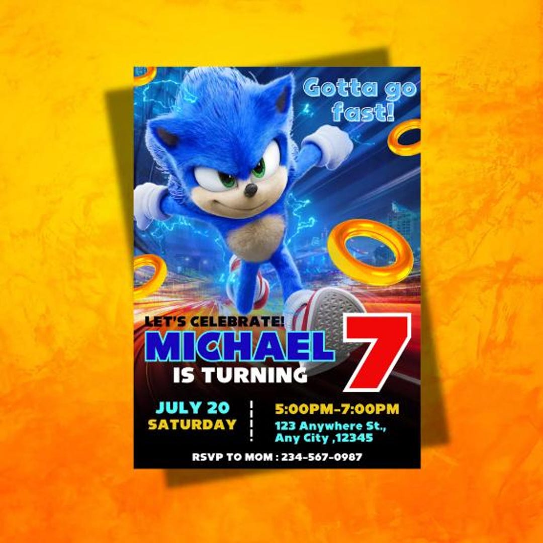 Editable Sonic the Hedgehog Birthday Invitation, Sonic Birthday ...