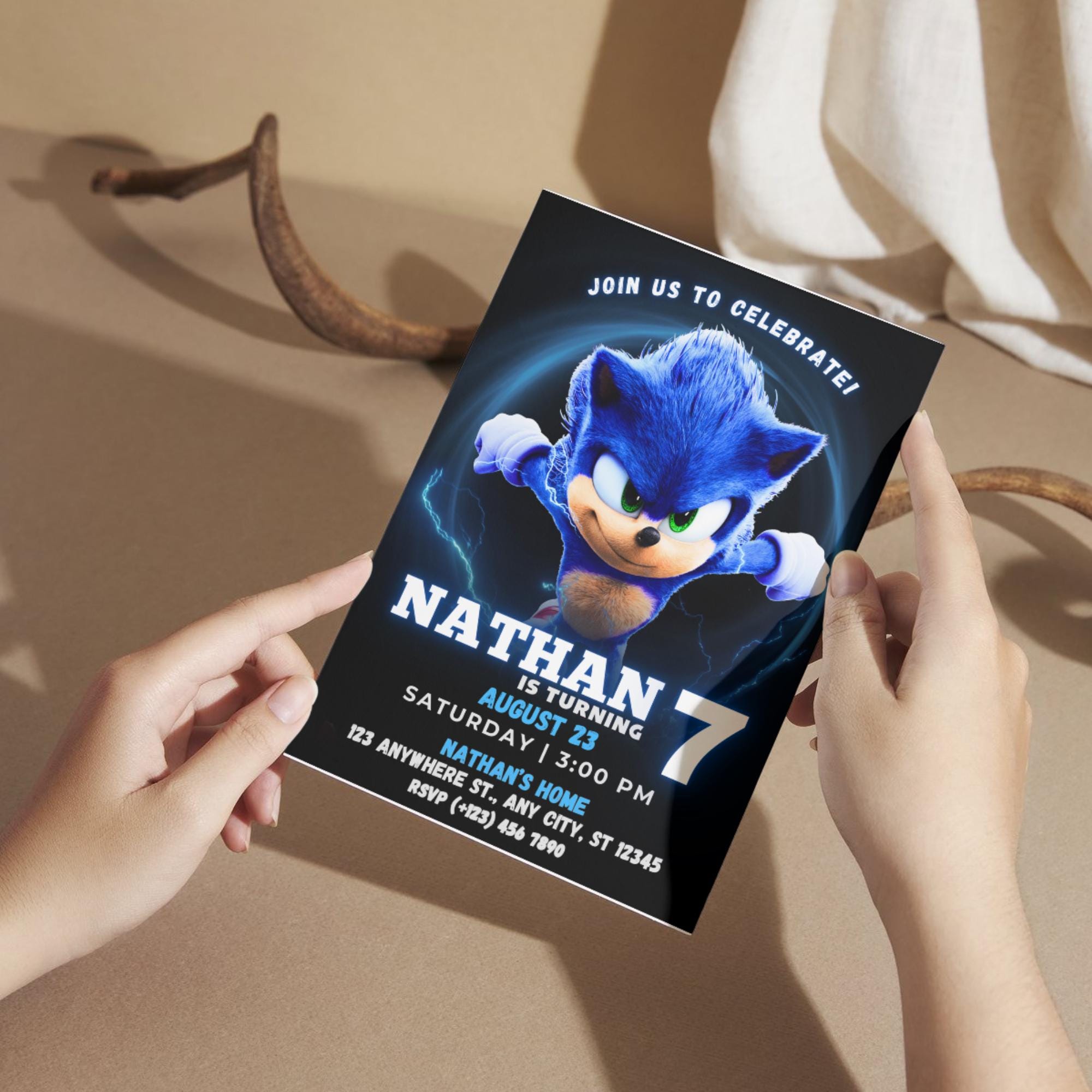 Editable Sonic the Hedgehog Birthday Invitation, Sonic Birthday ...