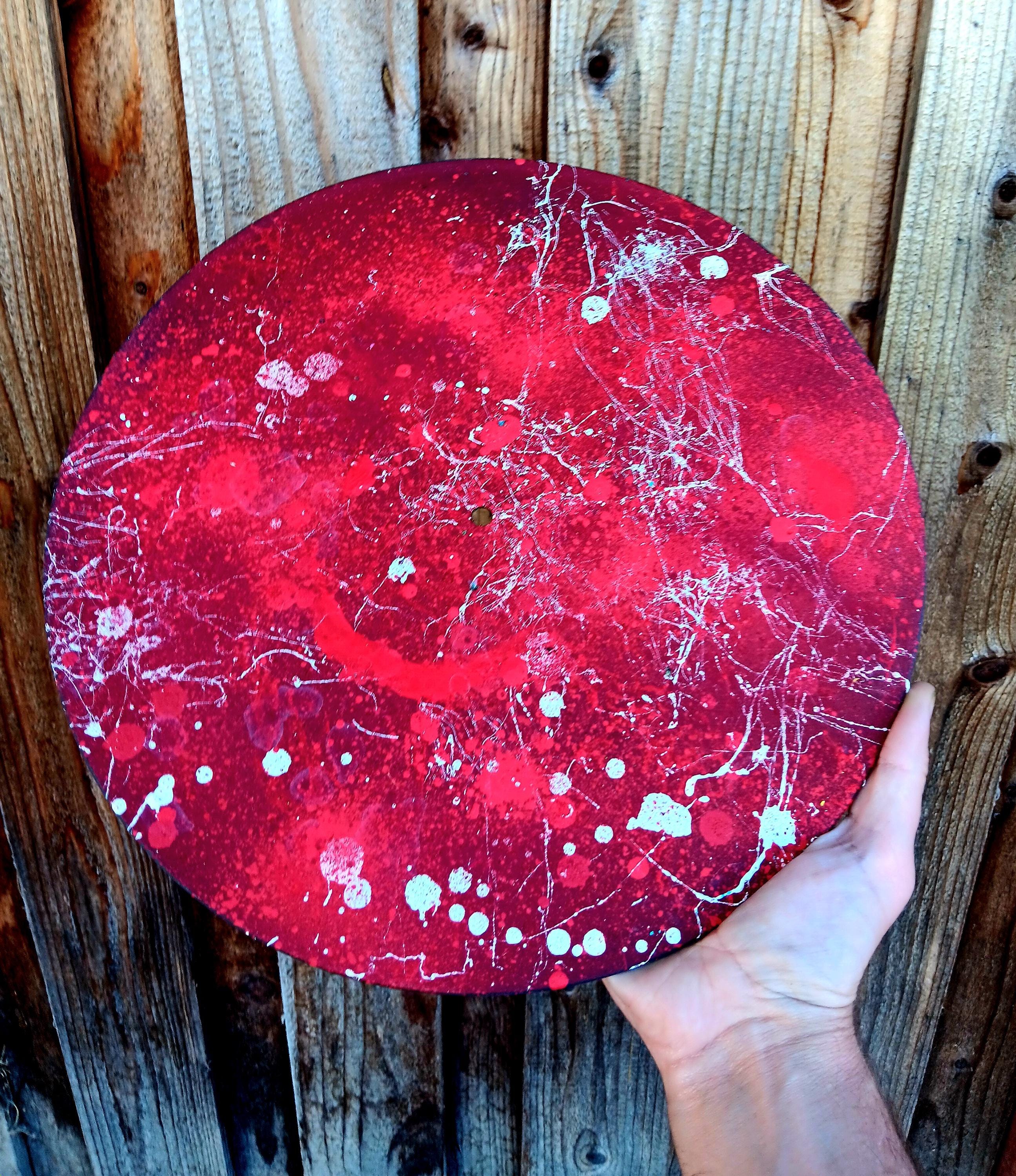 Abstract Art on Vinyl Record - Perfect Circle - HANDMADE - One of Kind ...