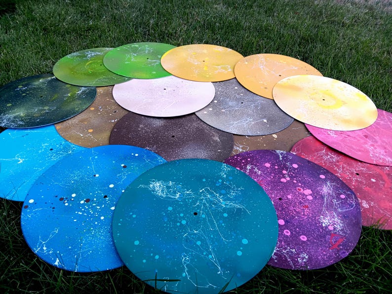 Abstract Art on Vinyl Record - Perfect Circle - HANDMADE - One of Kind ...