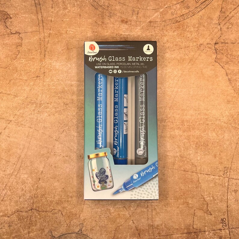Pack of 3 Brush Glass / Porcelain / Metal Markers in Different Colors ...
