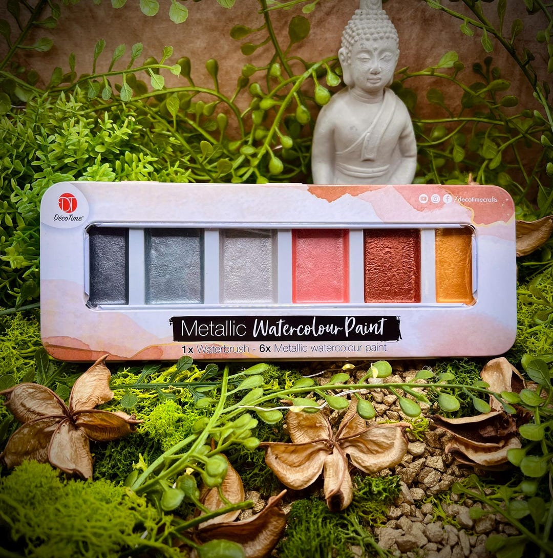 Professional Quality Metallic Watercolor Paint Tin | 6 Colors + 1 ...