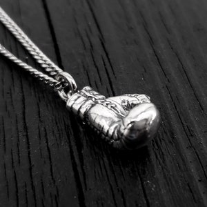 Boxing Glove Charm Pendant Necklace - Solid Cast 925 Sterling Silver ...