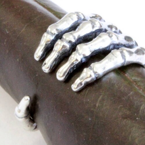 Sterling Silver Skeleton Hand Ring - Etsy