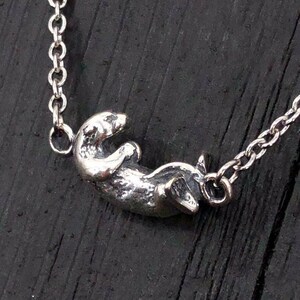 Floating Otter Pendant Charm Necklace Solid 925 Sterling Silver ...