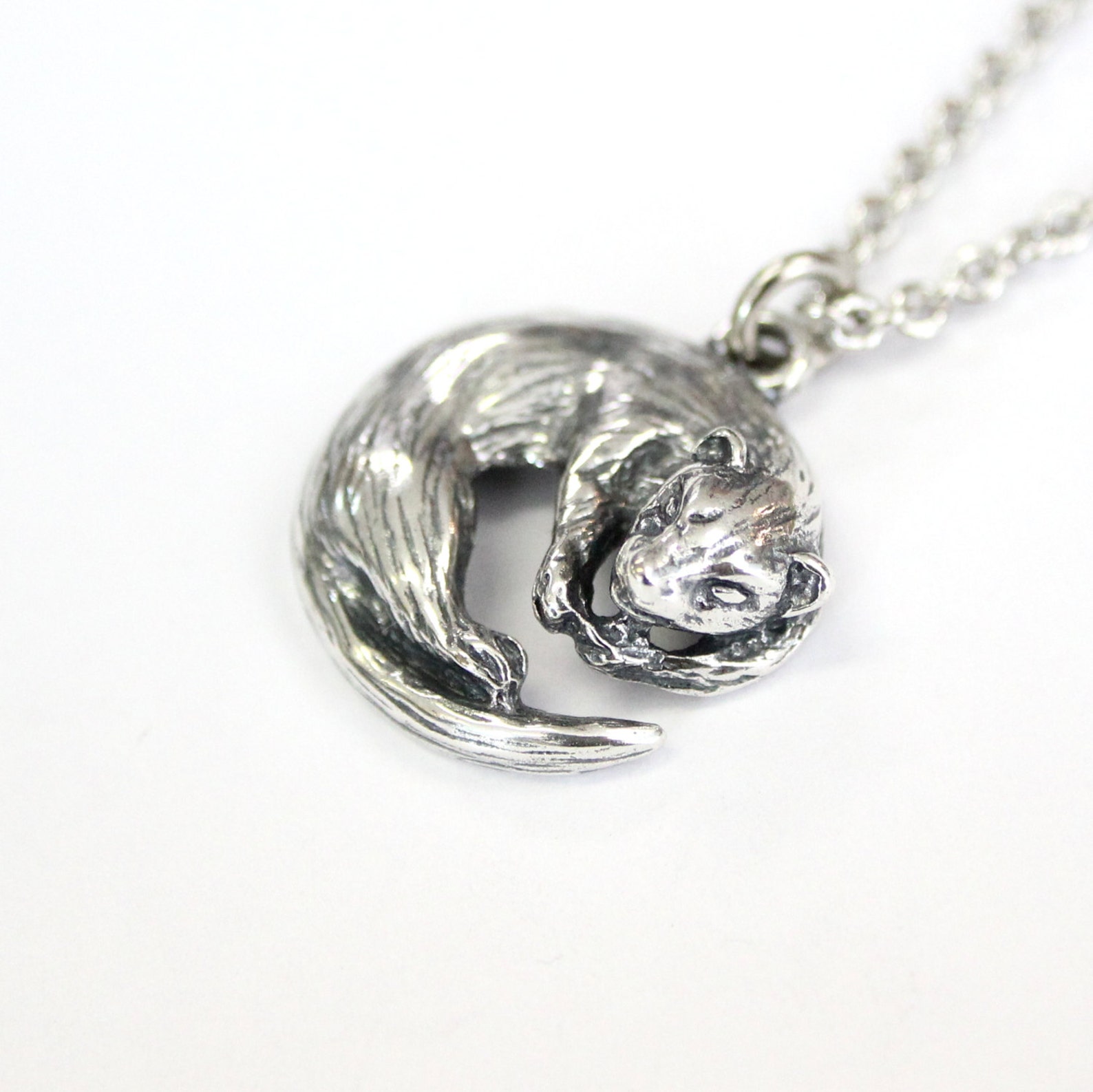 Otter Necklace Silver Otter Jewelry Sleeping Otter - Etsy Canada