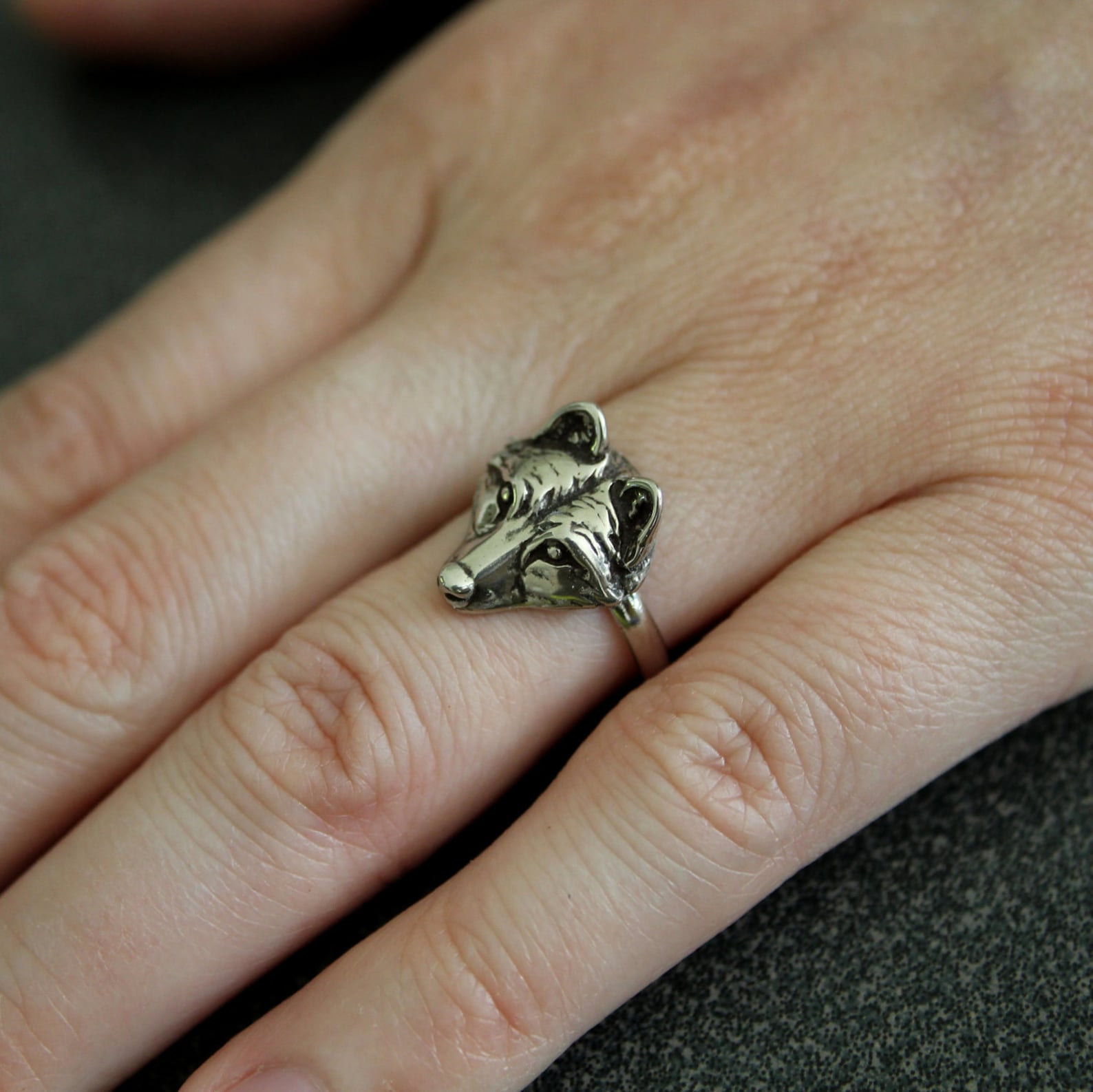 Wolf Pup Ring 925 Sterling Silver Solid Hand Cast Oxidised | Etsy