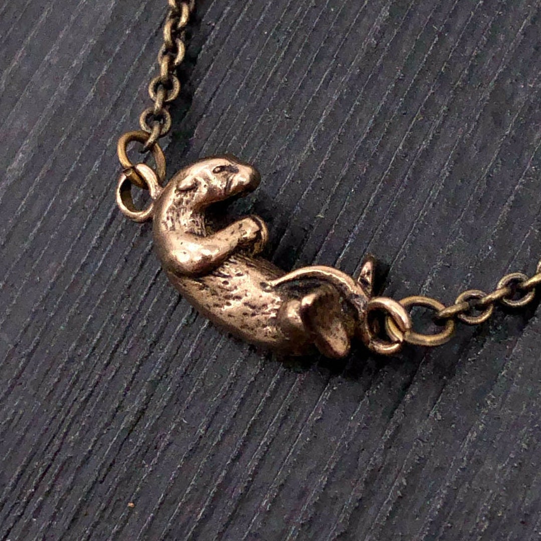 Floating Otter Pendant Charm Necklace , Solid Jewelers Bronze - Etsy