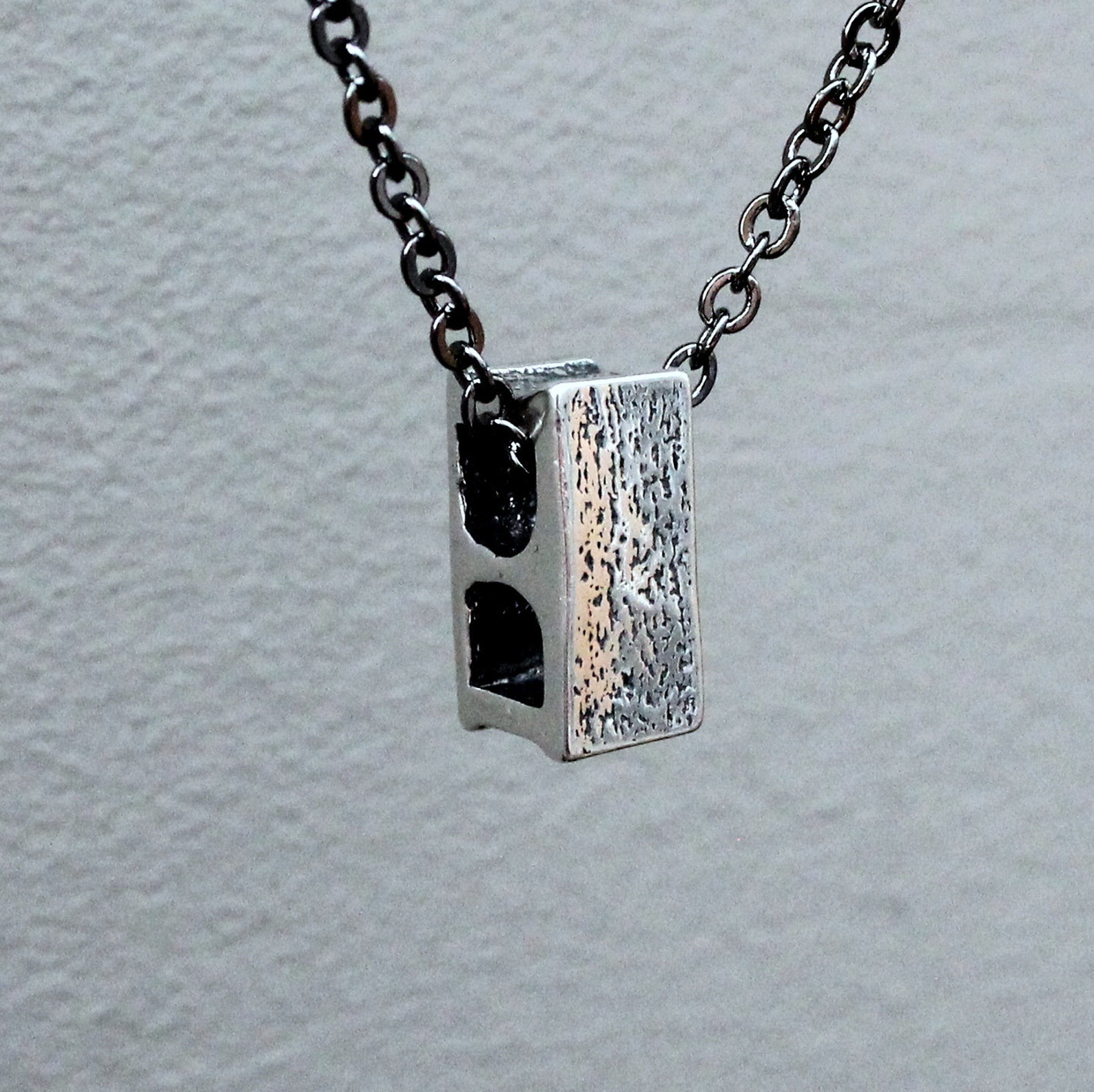 Cinder Block Necklace Solid Sterling Silver Cinder Block - Etsy