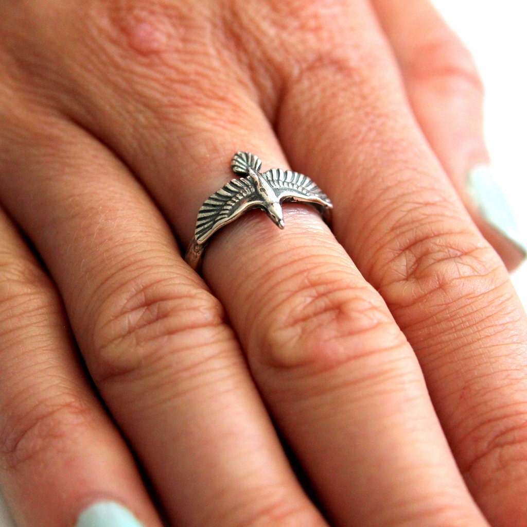 Silver Soaring Raven Wrap Ring Sizes 5 to 12 Hand Cast | Etsy