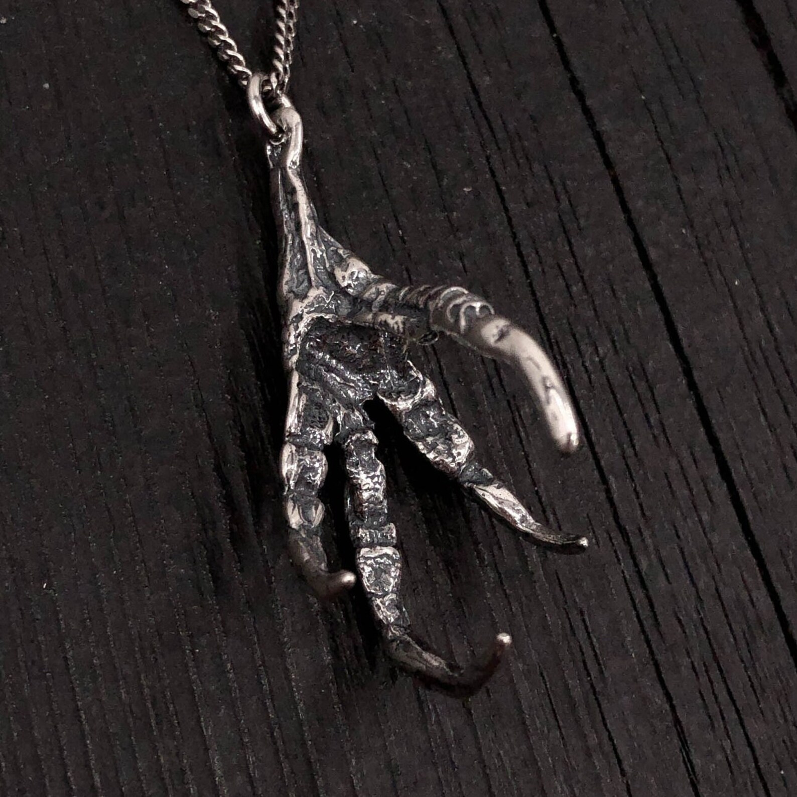 Raven Claw Necklace Solid Sterling Silver Raven Claw Pendant - Etsy