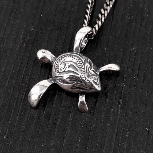 Sterling Silver Handmade Sea Turtle Necklace Big Turtle Men - Etsy