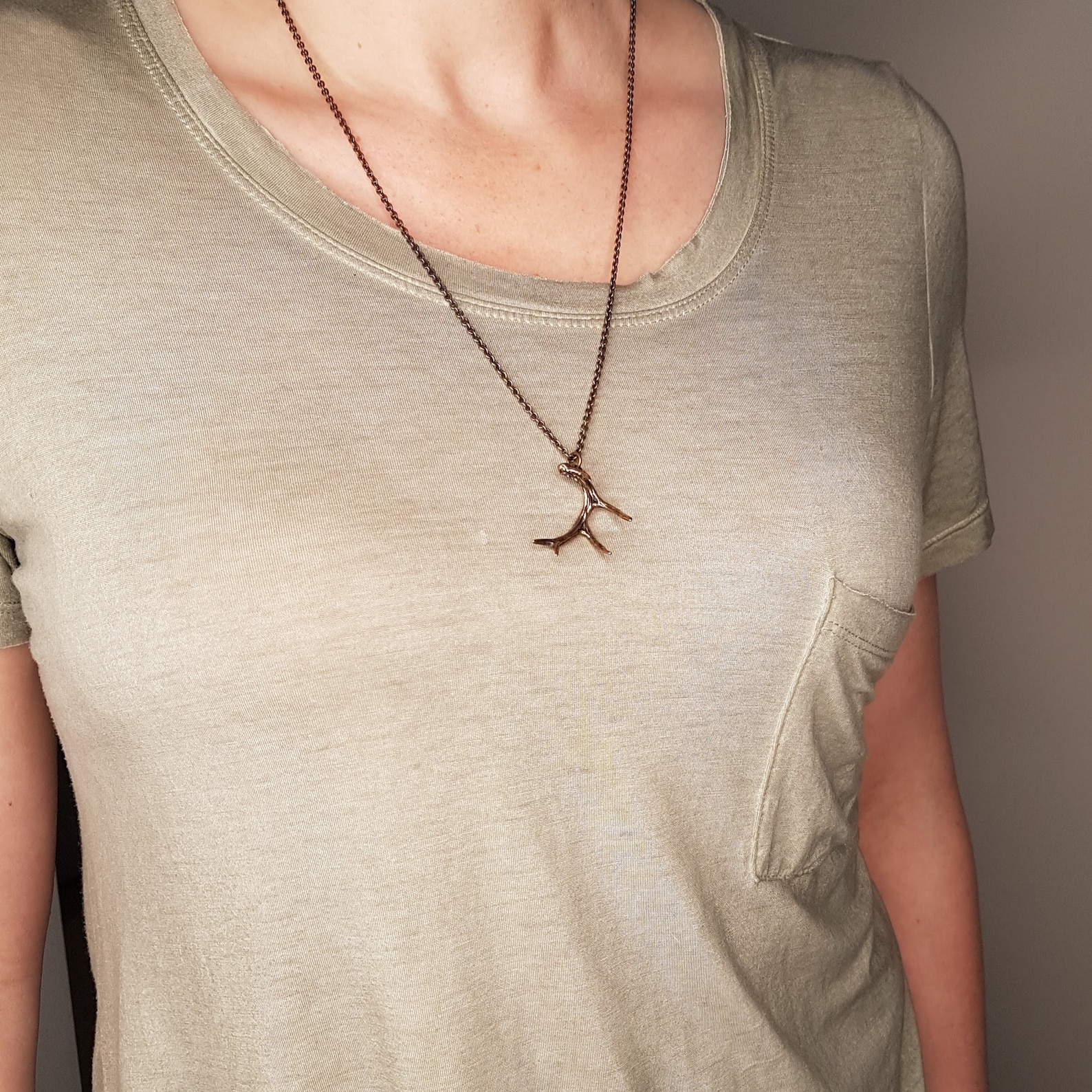 Deer Antler Pendant Necklace Solid Hand Cast Bronze - Etsy