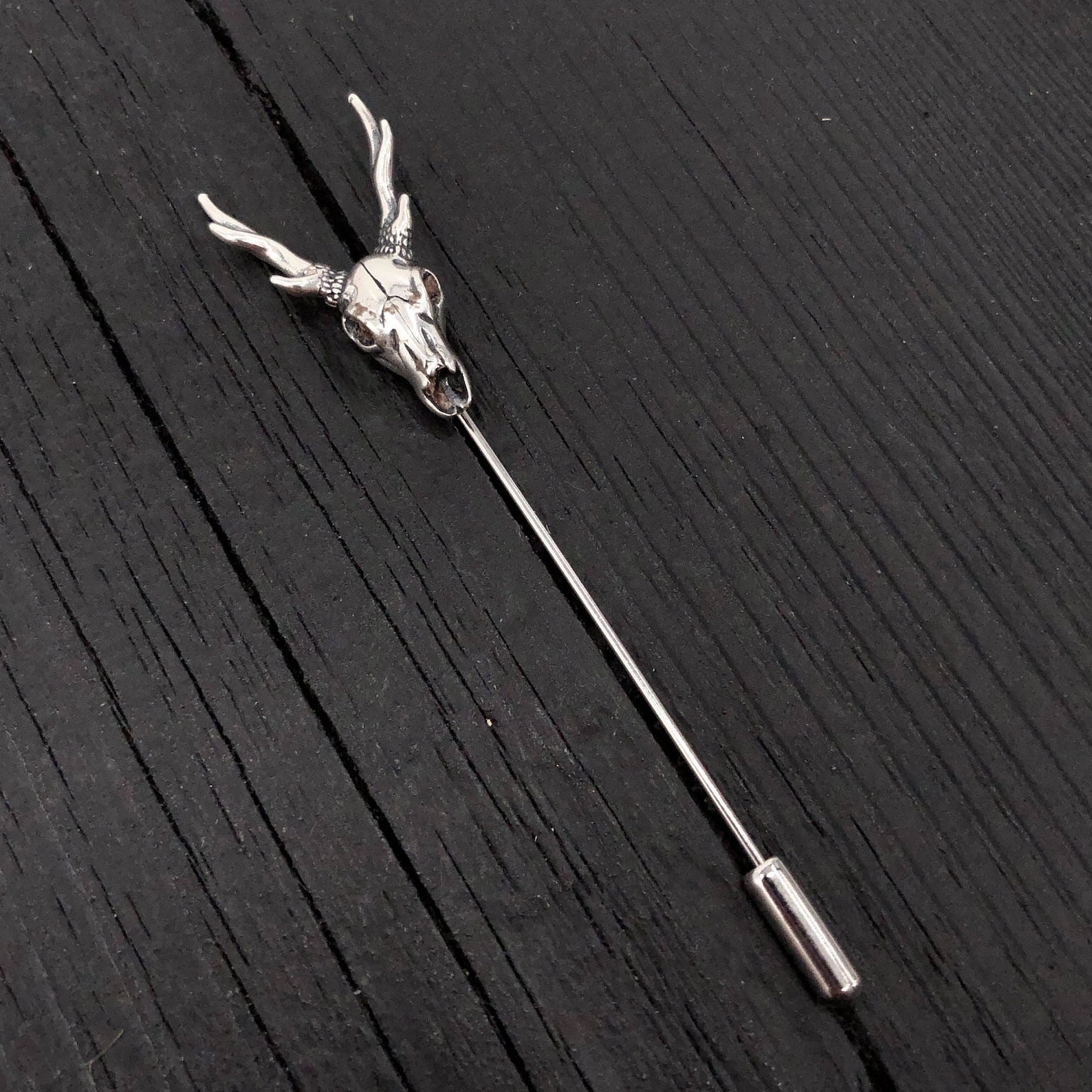 Sterling Silver Deer Skull Stick Pin Cravat Pin Stag Head - Etsy
