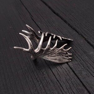 Moose Antler Wrap Ring - Solid Cast 925 Sterling Silver - Hand Polished ...