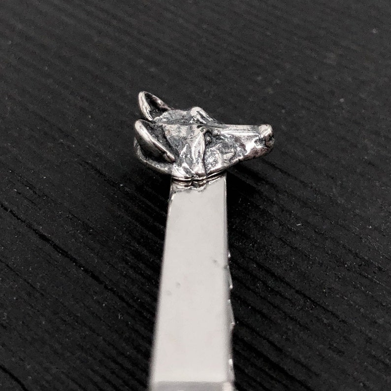 Sterling Silver Wolf Face Tie Clasp on Nickel Plated Tie Clip - Etsy