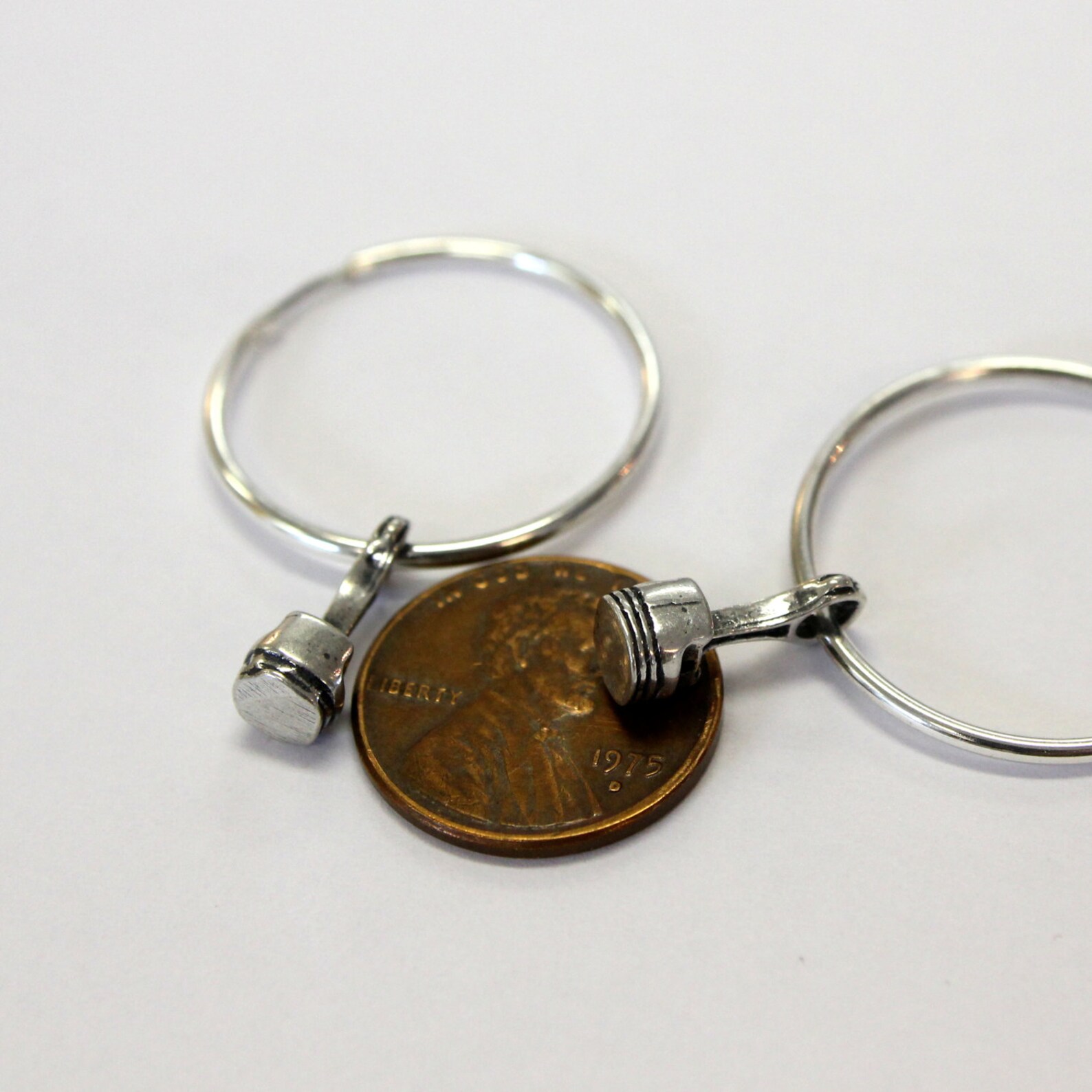 Tiny Sterling Silver Piston and Rod Hoop Earrings | Etsy