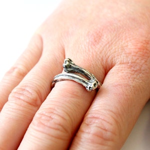 Silver Bone Ring in Solid White Bronze With Sterling Overlay Bone Ring ...