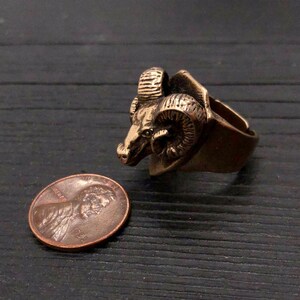 Trophy Ram Head Ring in Solid Bronze Bighorn Sheep Ring Last One - Etsy
