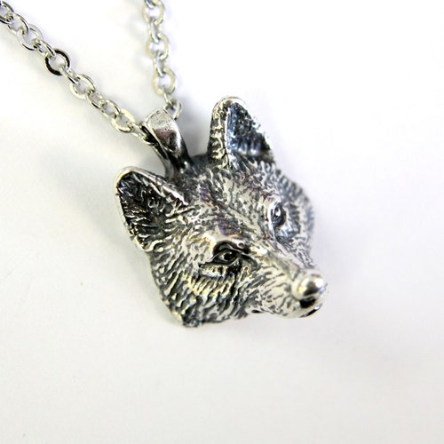 Realistic Wolf Head Necklace in Solid Bronze | Etsy