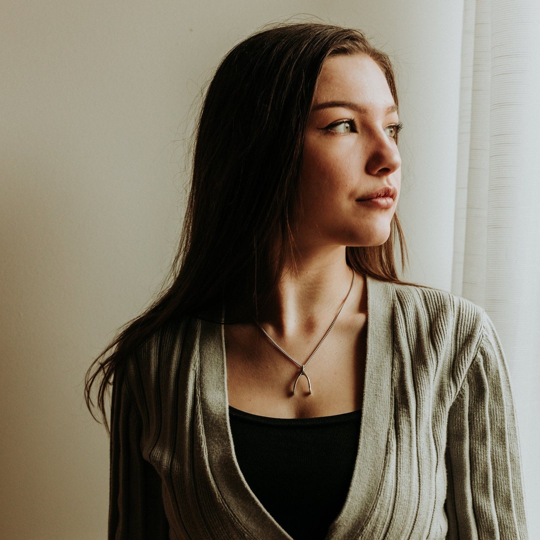 Realistic Sterling Silver Wishbone Pendant Necklace - Etsy