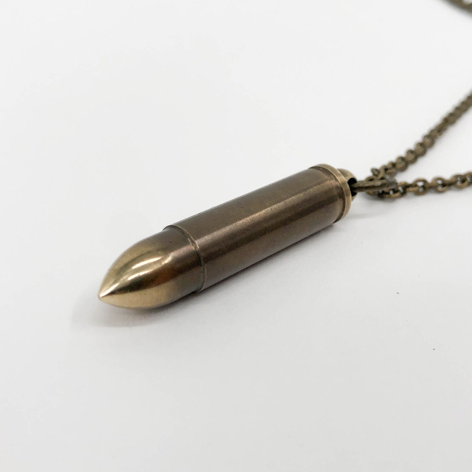 Bullet Canister Necklace in Brass Capsule With Antique Finish - Etsy