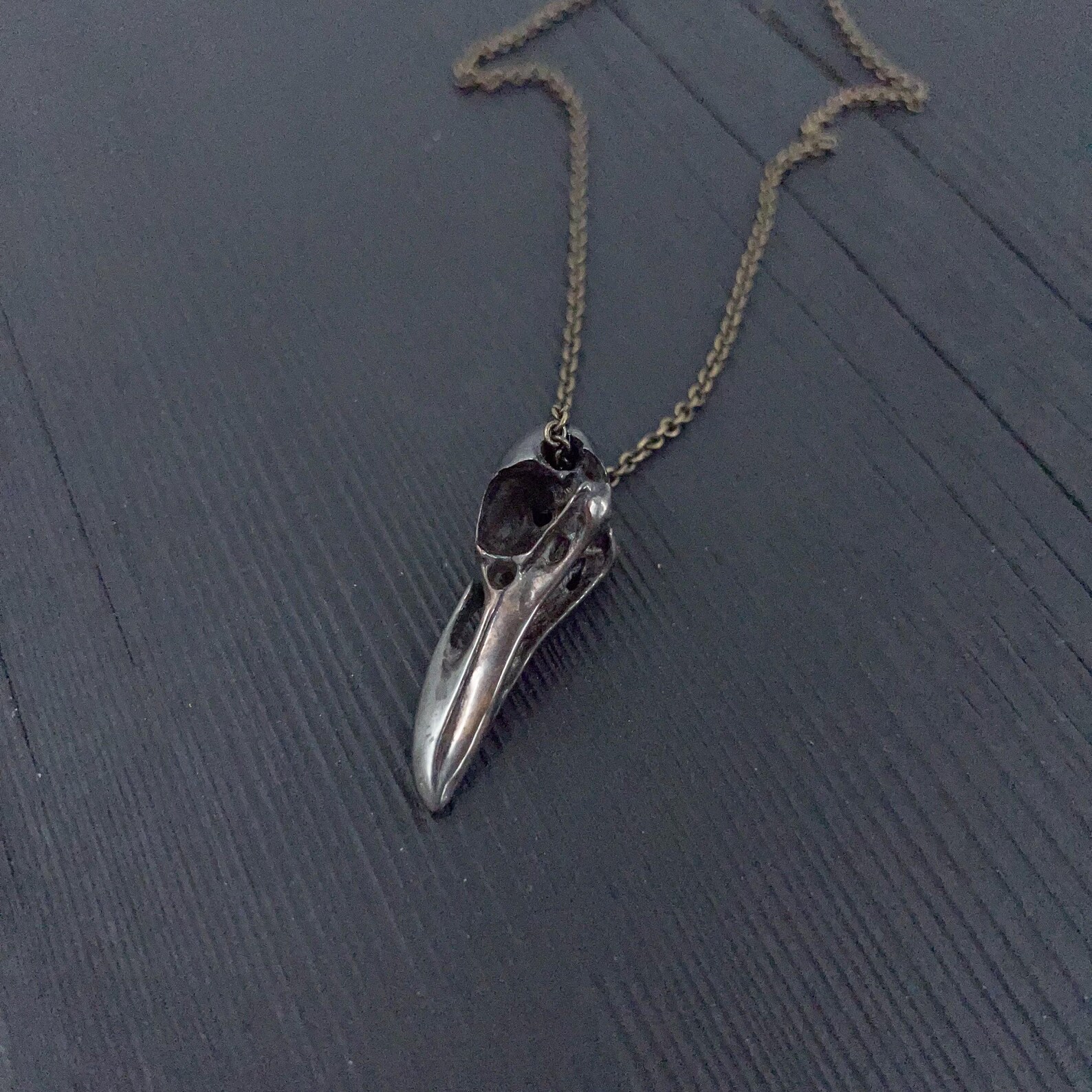 Viking Raven Skull Necklace: Engraved Valknut, Dark Oxidized Bronze ...