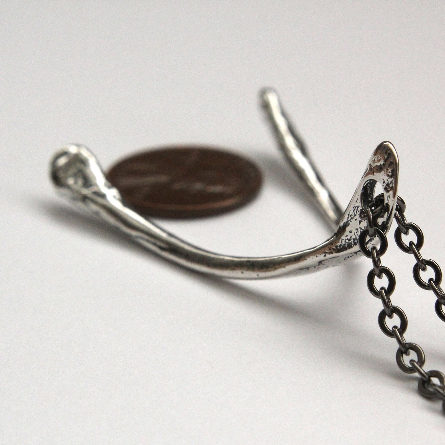 Silver Wishbone Necklace Life Size Solid Sterling Silver | Etsy