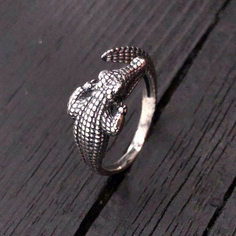 Sterling Silver Crocodile Ring Cayman Ring - Etsy