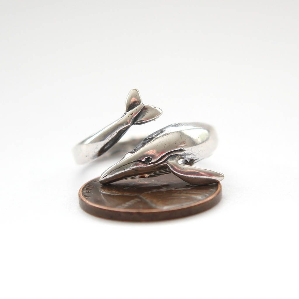 Humpback Whale Wrap Ring Solid Hand Cast Silver Plated White - Etsy Canada