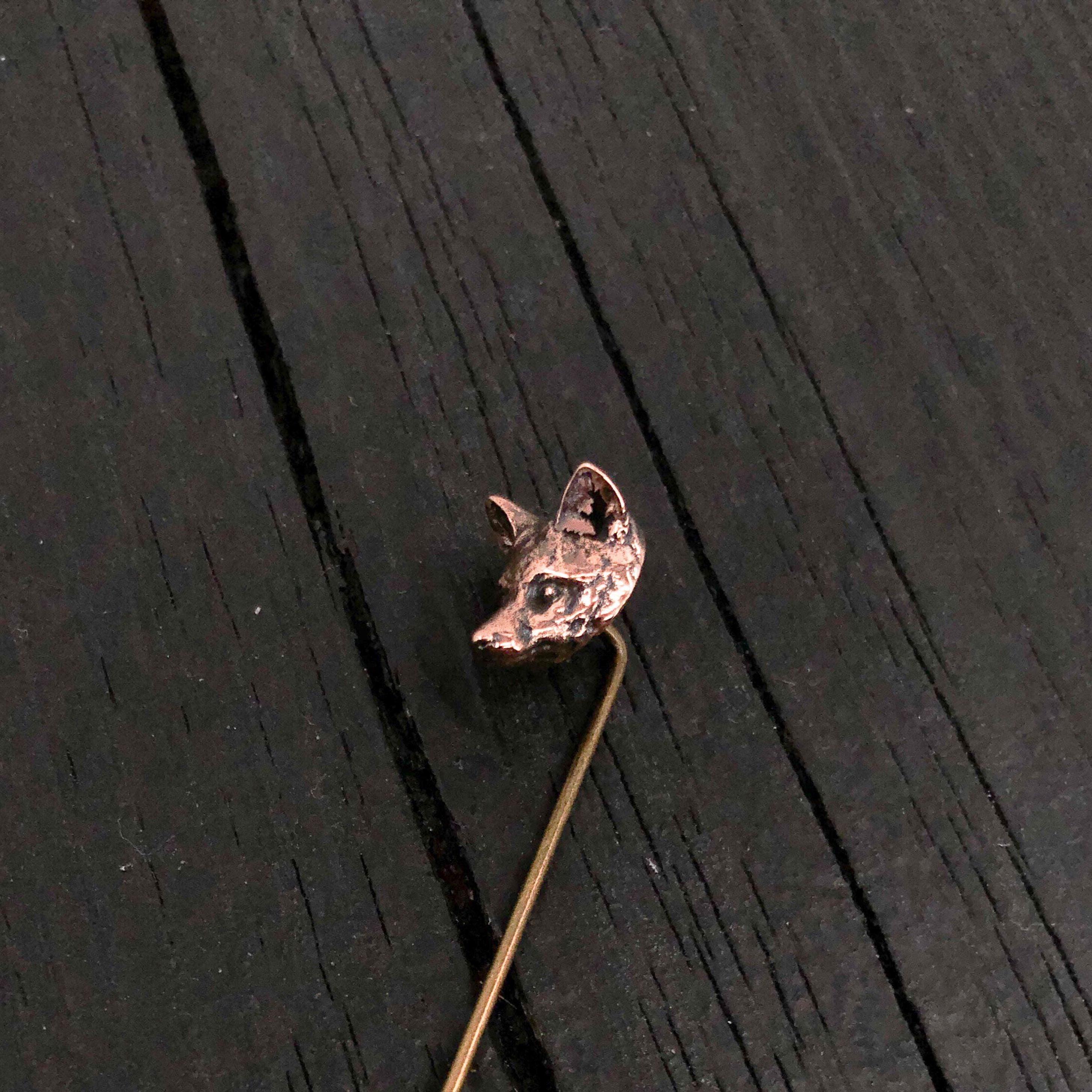 English Fox Ascot Lapel Stick Pin in Solid Bronze - Etsy