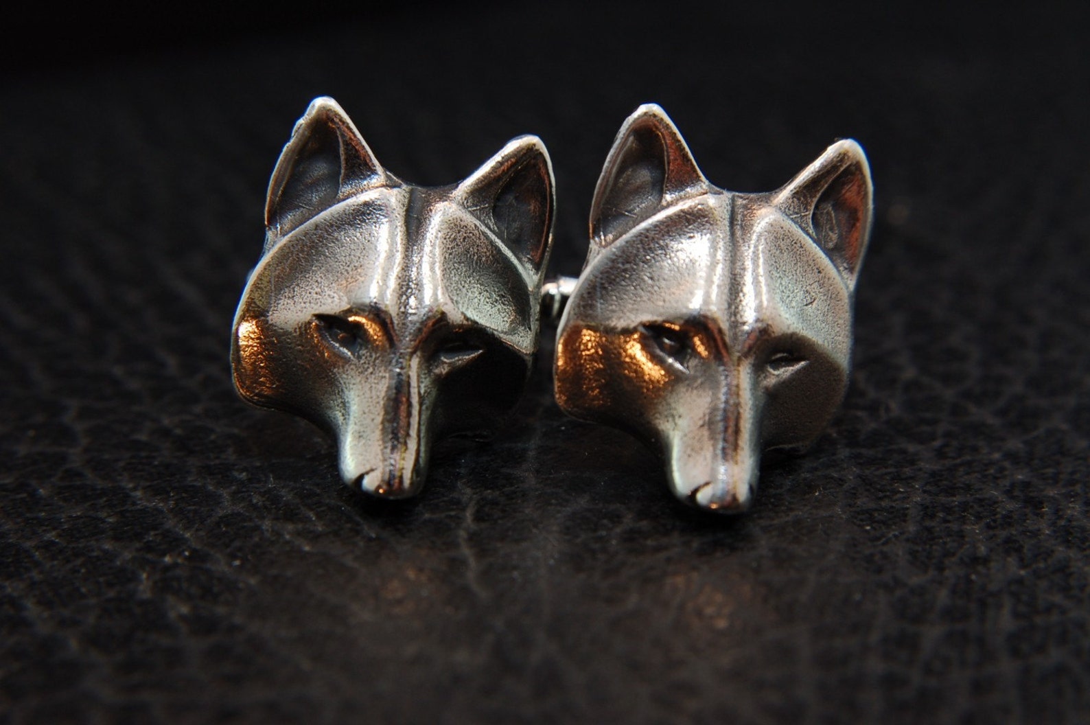 Silver Wolf Face Cuff Links Solid Hand Cast Silver Plated | Etsy
