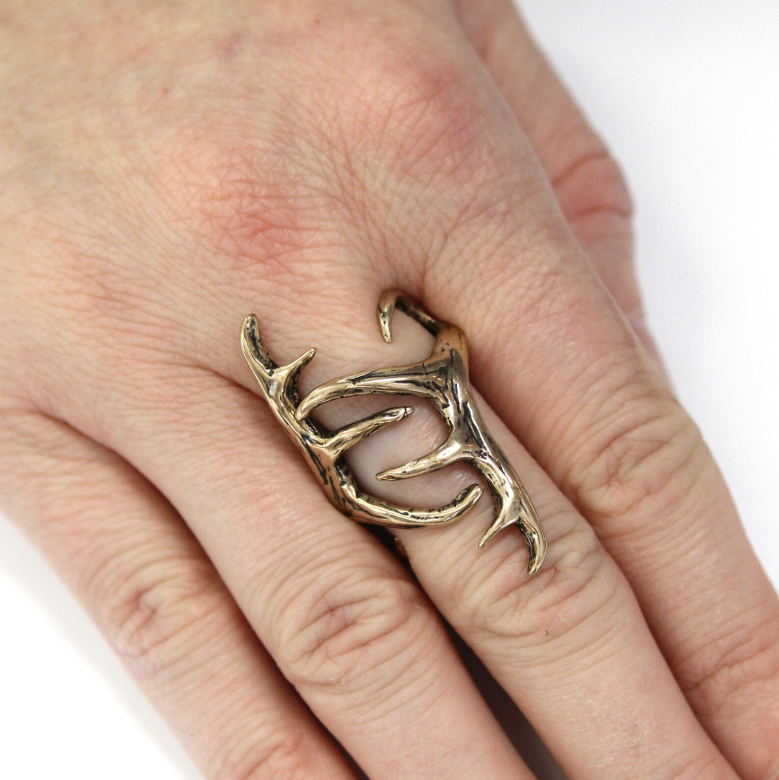 Elk Antler Ring Solid Bronze Elk Antler Ring Adjustable Elk - Etsy