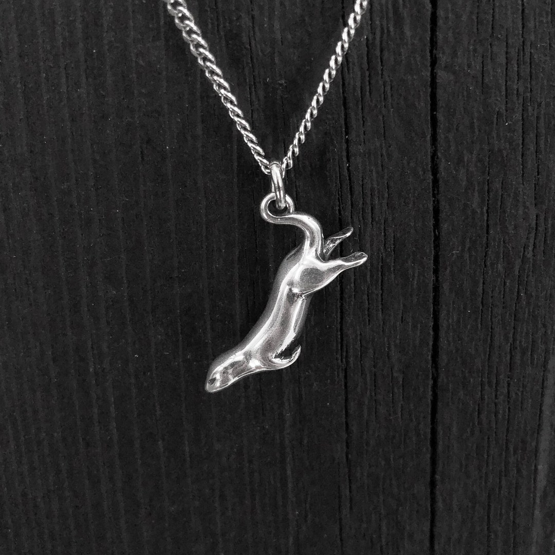 Diving Sea Otter Pendant Charm Necklace - Solid 925 Sterling Silver ...