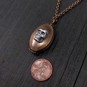 Sterling Silver Skull Double Locket Necklace Gothic Human Skull Locket ...