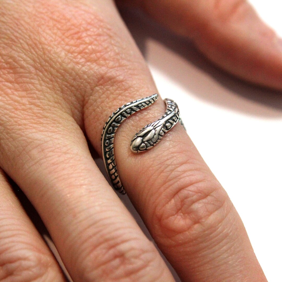 Colubrid Snake Ring Sterling Silver Snake Ring Adjustable Wrap Snake ...