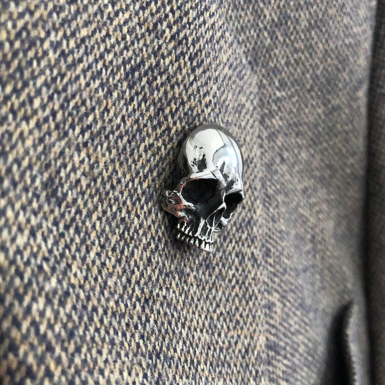 Silver Human Half Skull Lapel Pin in Solid Stainless Steel - Etsy