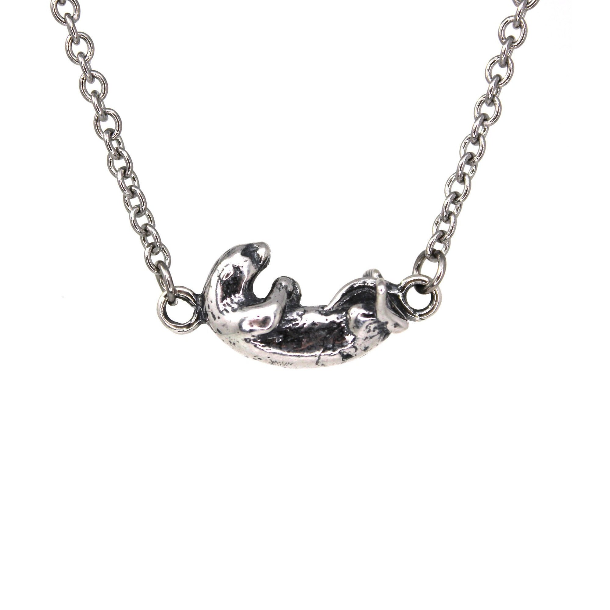 Floating Otter Pendant Charm Necklace Solid 925 Sterling | Etsy