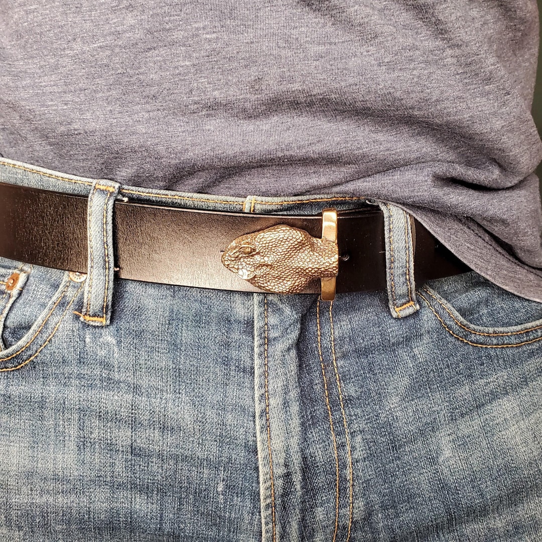 Rattlesnake Head Belt Buckle Solid Hand Cast Bronze Fits 1.5 Inch Belt ...